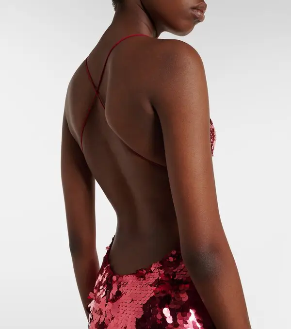 Alex Perry Sequined Open-back Mini Dress