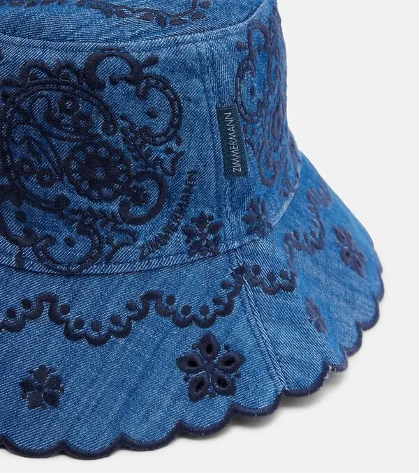 Zimmermann Embroidered Denim Bucket Hat