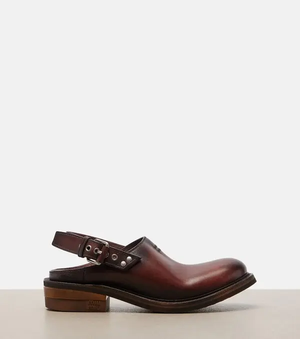 Miu Miu Leather Clogs With Buckle Fastening - Brown