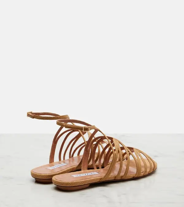 AQUAZZURA Serenade Raffia Sandals - Beige