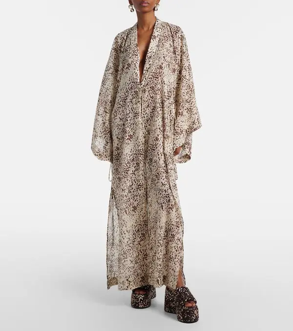 Attico Leopard-print Cotton Beach Cover-up