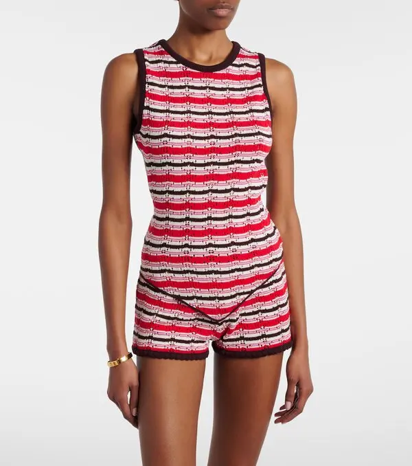Attico Striped Crochet Top