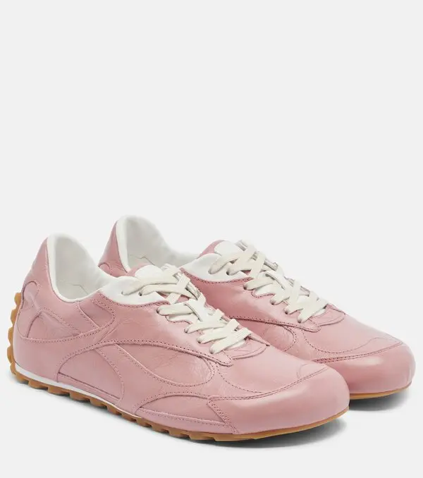 Bottega Veneta Orbit Flash Leather Sneakers - Pink