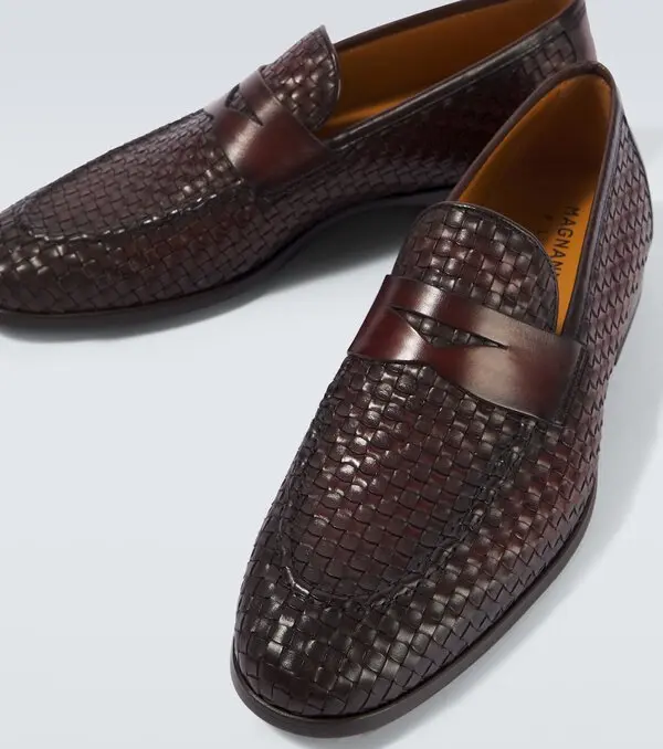 Magnanni Woven Leather Penny Loafers