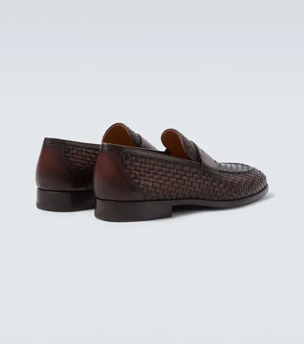 Magnanni Woven Leather Penny Loafers