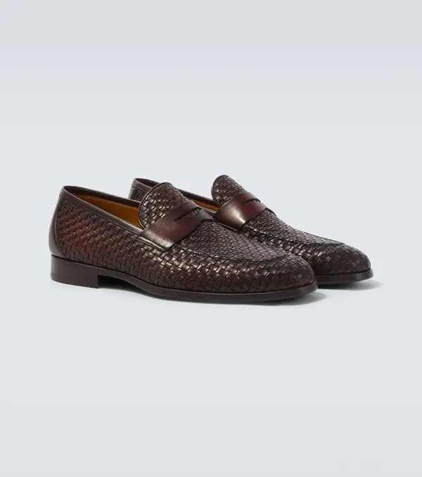 Magnanni Woven Leather Penny Loafers