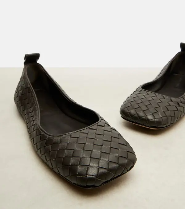 Bottega Veneta Charlotte Intrecciato Leather Ballet Flats