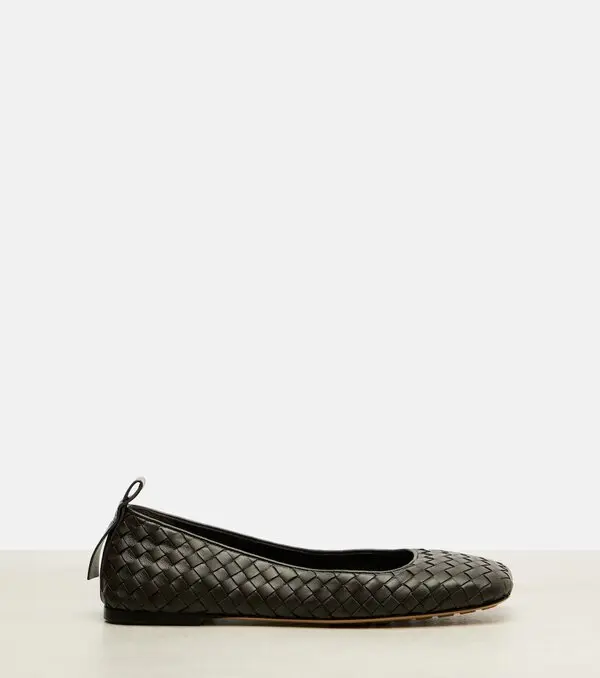 Bottega Veneta Charlotte Intrecciato Leather Ballet Flats