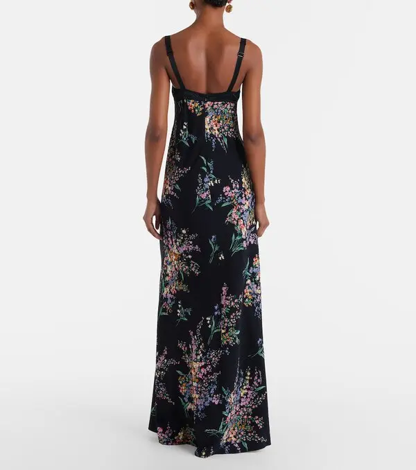 Dolce & Gabbana Floral Silk-blend Charmeuse Maxi Dress - Black