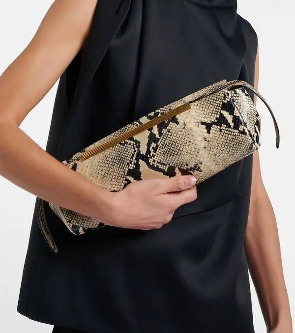Khaite Donna Leather Clutch - Beige