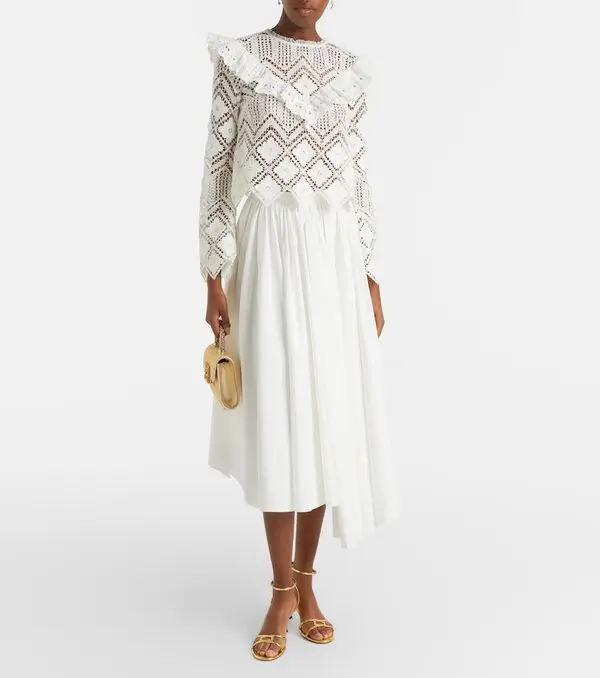 SELF-PORTRAIT Crochet Ruffled Top