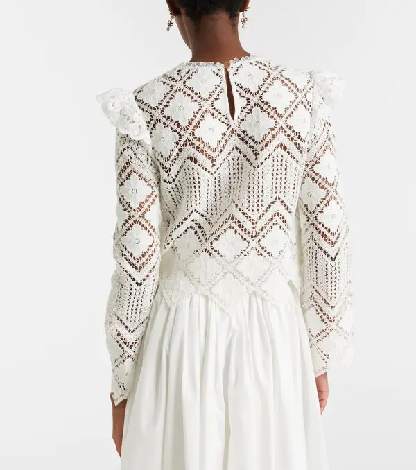 SELF-PORTRAIT Crochet Ruffled Top