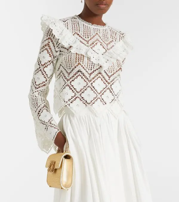 SELF-PORTRAIT Crochet Ruffled Top