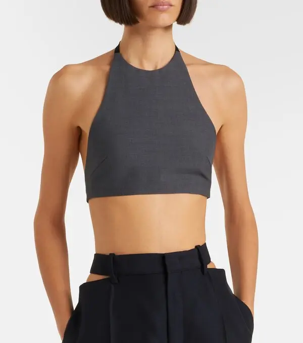 JIL SANDER Halterneck Virgin Wool Crop Top
