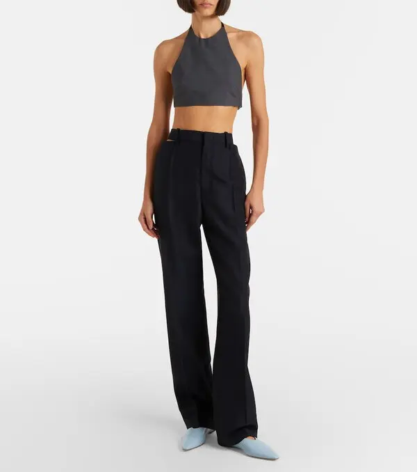 JIL SANDER Halterneck Virgin Wool Crop Top