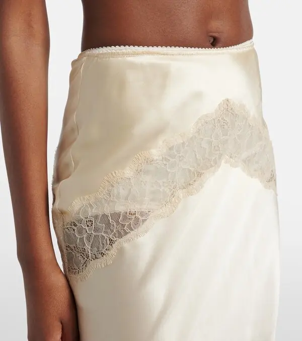 Dolce & Gabbana Lace-trimmed Silk-blend Satin Slip Skirt