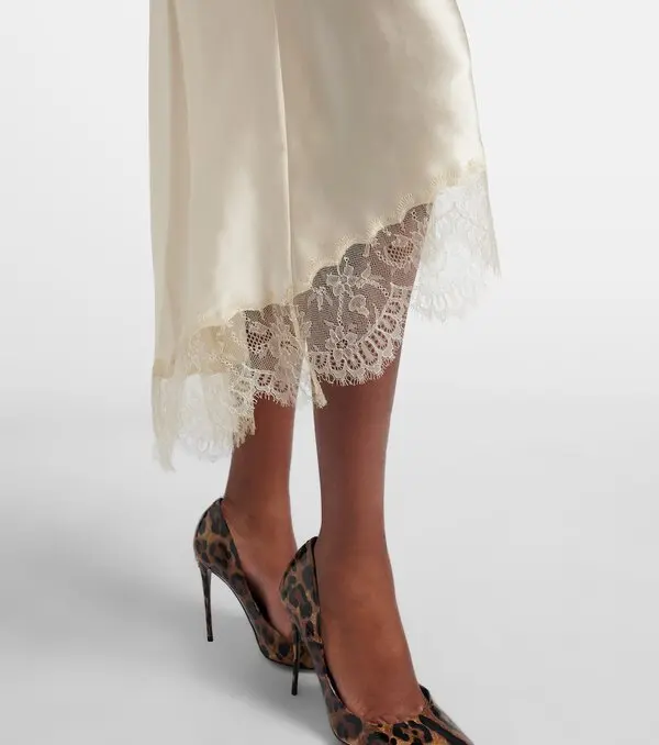 Dolce & Gabbana Lace-trimmed Silk-blend Satin Slip Skirt