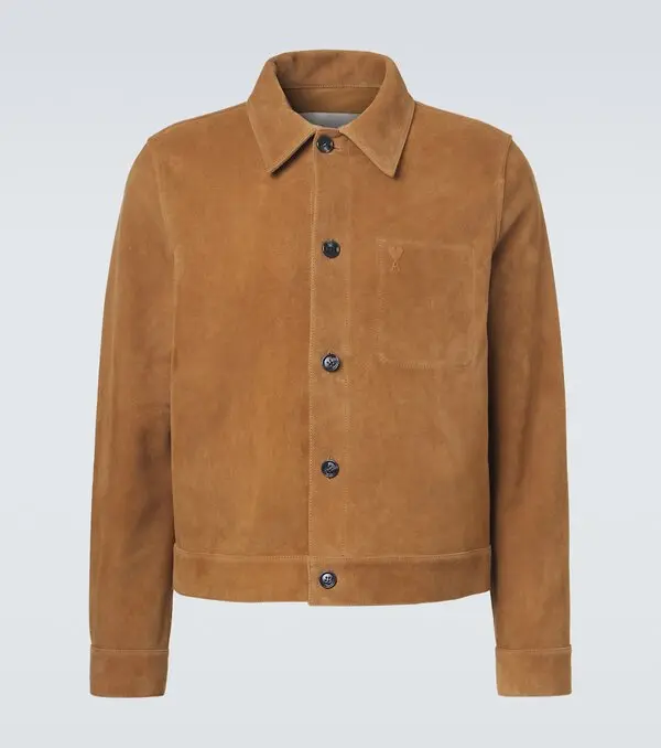 AMI Paris Suede Blouson Jacket - Brown