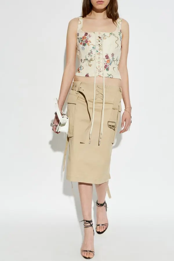 Alexander McQueen Mid-length Skirt With Cargo Pockets - Beige