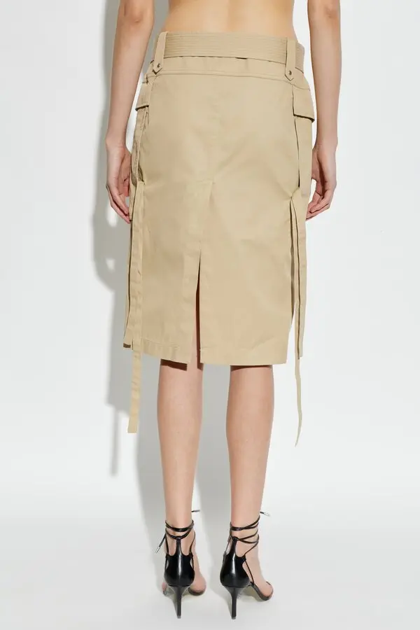 Alexander McQueen Mid-length Skirt With Cargo Pockets - Beige