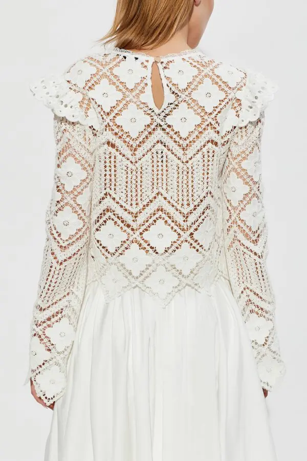 SELF-PORTRAIT Lace Top With Long Sleeves