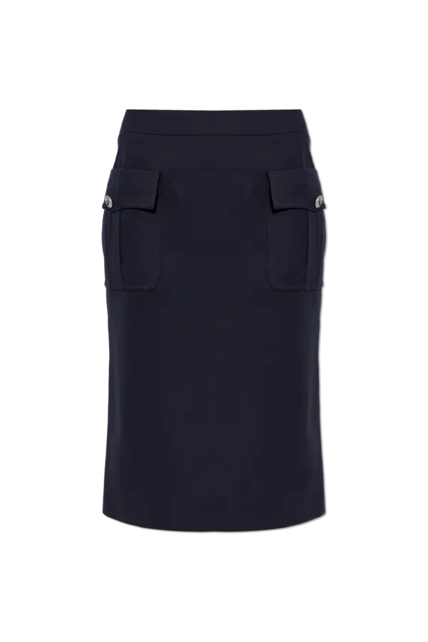 Alexander McQueen Knee-length Wool Skirt - Navy Blue