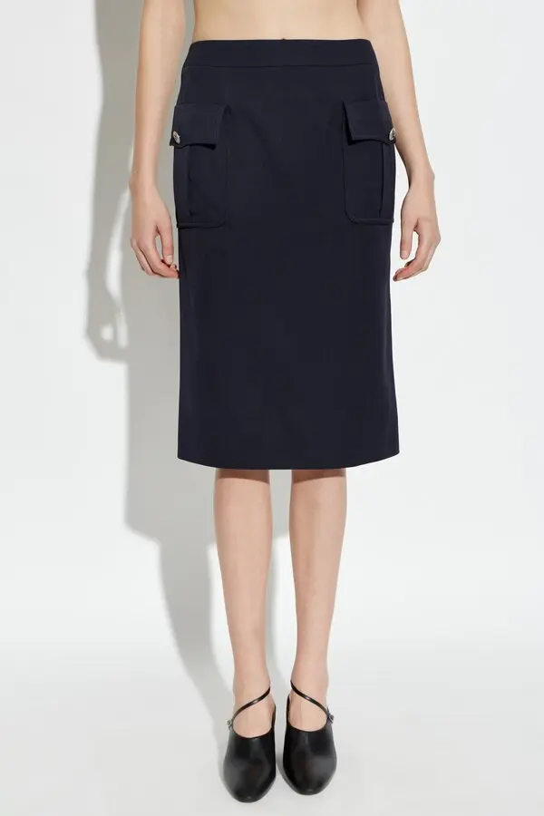 Alexander McQueen Knee-length Wool Skirt - Navy Blue