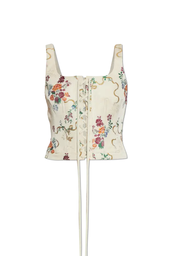 Alexander McQueen Floral Motif Corset Top - Cream
