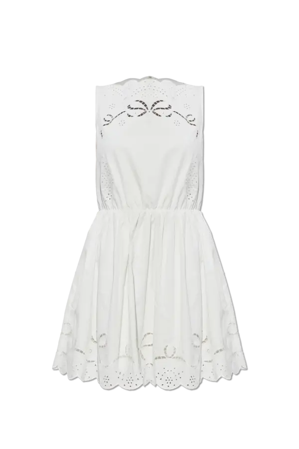 SELF-PORTRAIT Sleeveless Lace Mini Dress - White
