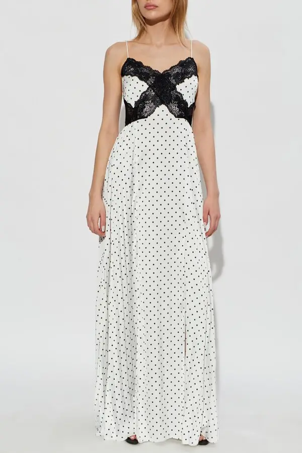 SELF-PORTRAIT Polka Dot Maxi Dress With Lace