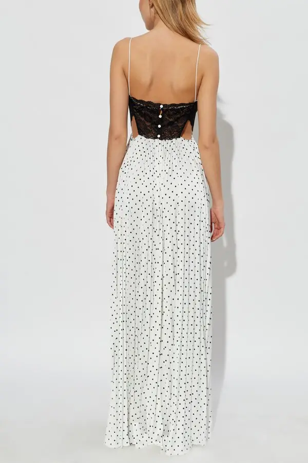SELF-PORTRAIT Polka Dot Maxi Dress With Lace