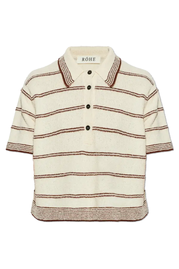 RÓHE Striped Polo - Cream
