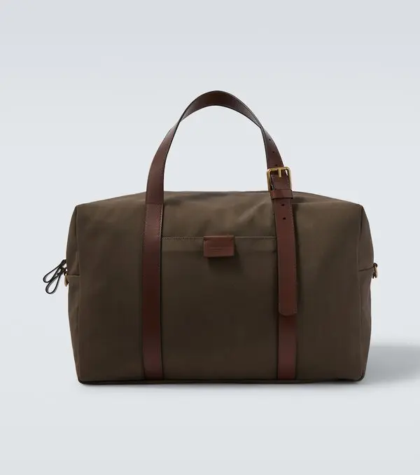 Giorgio Armani Leather-trimmed Canvas Duffle Bag - Green
