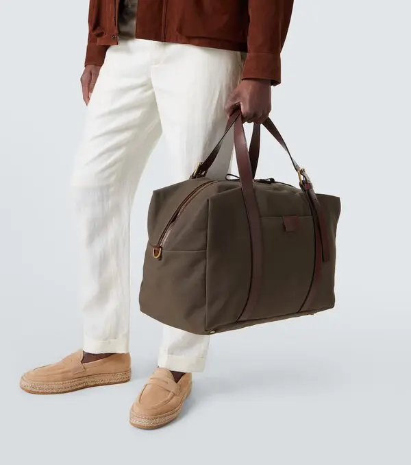 Giorgio Armani Leather-trimmed Canvas Duffle Bag