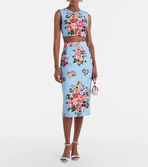 Dolce & Gabbana Floral Cotton Pencil Skirt - Multicoloured