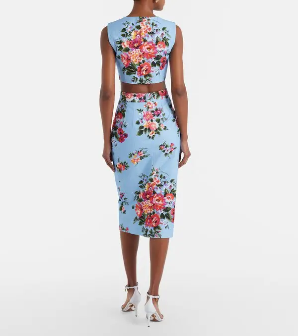 Dolce & Gabbana Floral Cotton Pencil Skirt - Multicoloured