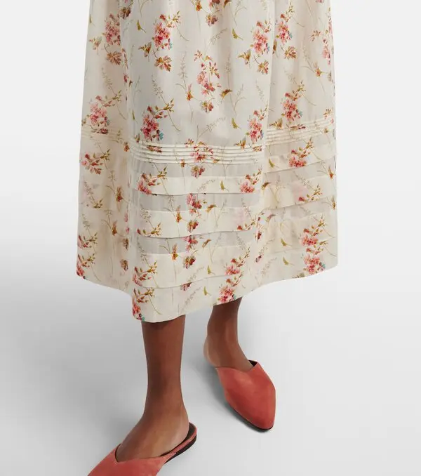 DÔEN Marie Floral Cotton Midi Skirt