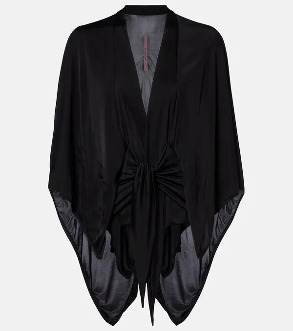 Rick Owens Half Moon Satin Jersey Cape - Black