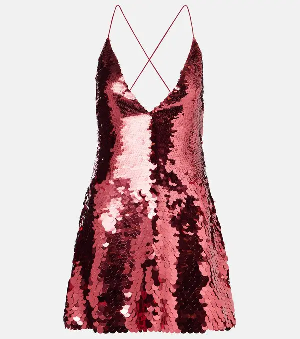 Alex Perry Sequined Halterneck Mini Dress - Pink