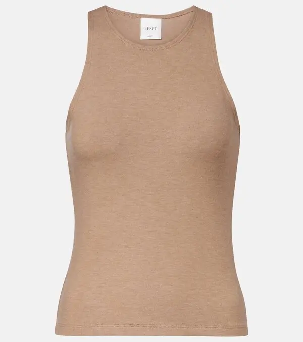 LESET Lauren Jersey Top - Beige