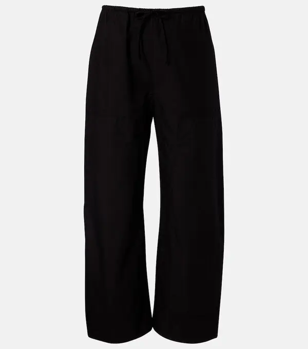 LESET Kyoto Cropped Cotton Wide-leg Pants - Black