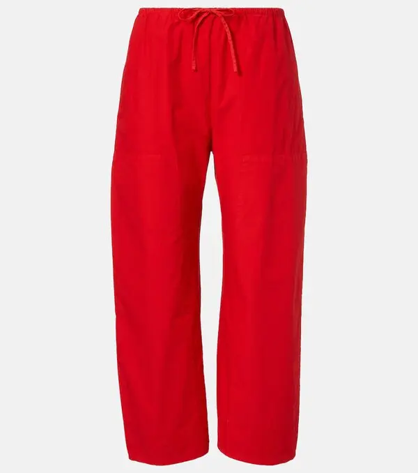 LESET Kyoto Cropped Wide-leg Cotton Pants - Red