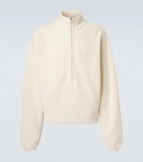 Fear Of God Wool, Linen, And Cotton Half-zip Sweater - White