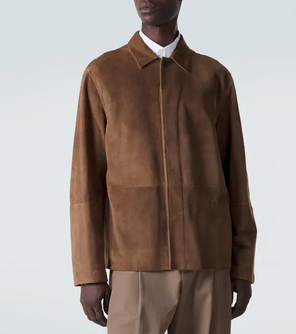 THE ROW Ulrich Paneled Suede Jacket - Brown