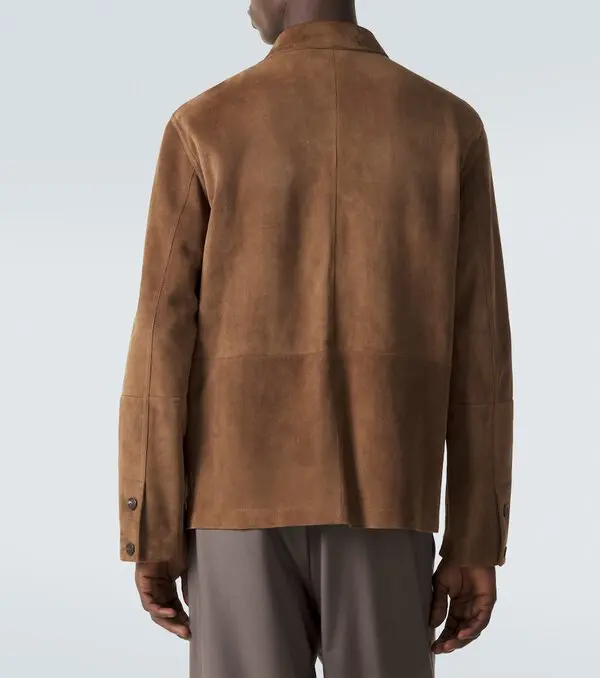 THE ROW Ulrich Paneled Suede Jacket - Brown