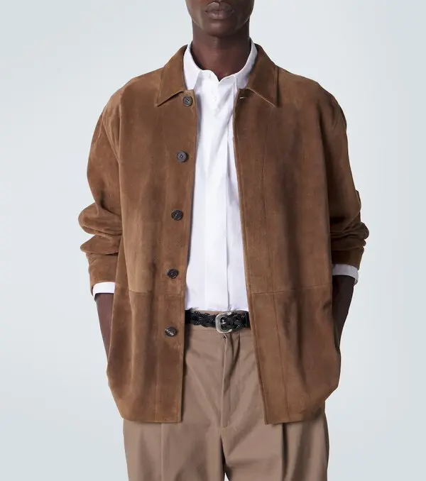 THE ROW Ulrich Paneled Suede Jacket - Brown