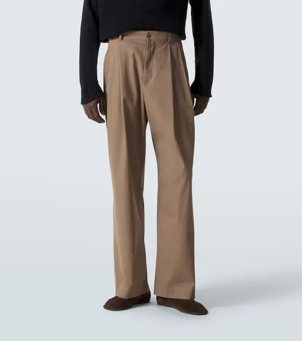 THE ROW Tibor Cotton And Cashmere Wide-leg Pants - Brown
