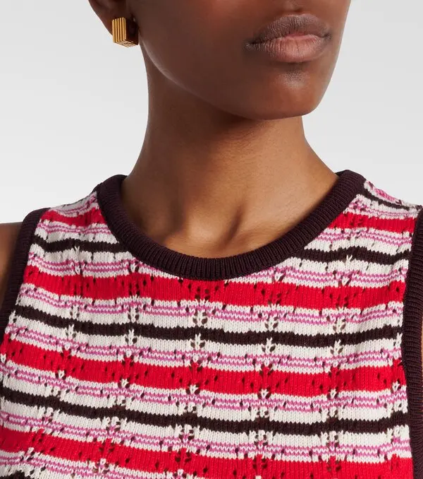 Attico Striped Crochet Cotton Top