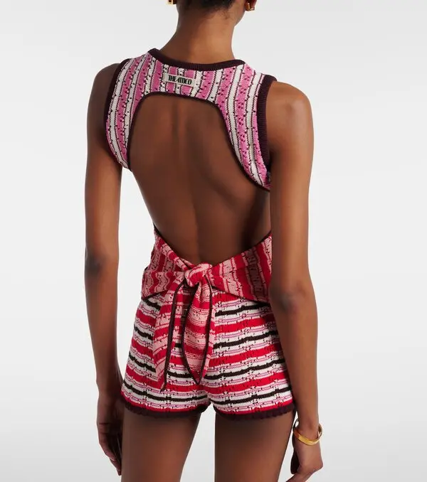 Attico Striped Crochet Cotton Top