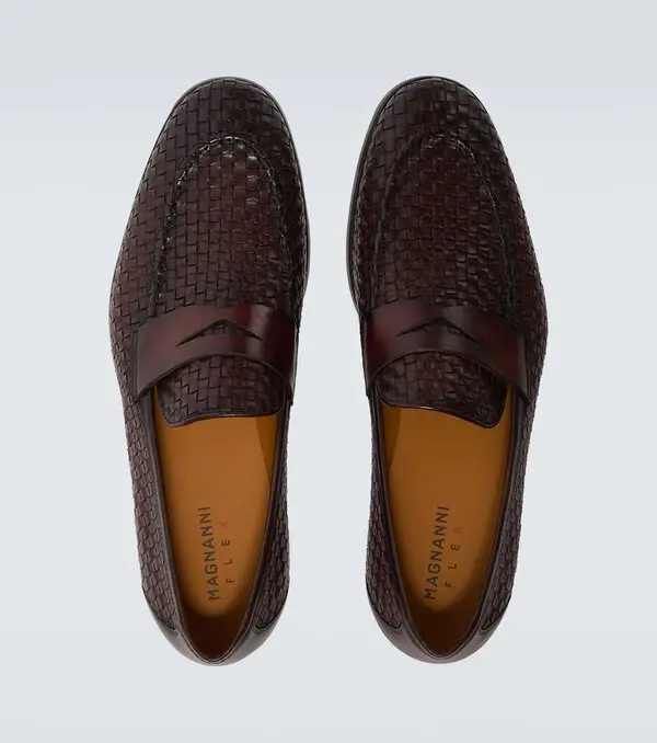 Magnanni Woven Leather Penny Loafers
